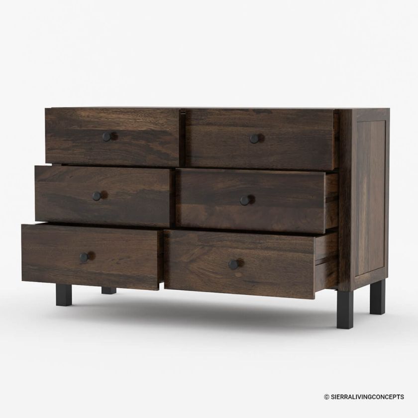 Syracuse 4 Piece Rustic Solid Wood & Wrought Iron Bedroom Set | Sierra ...