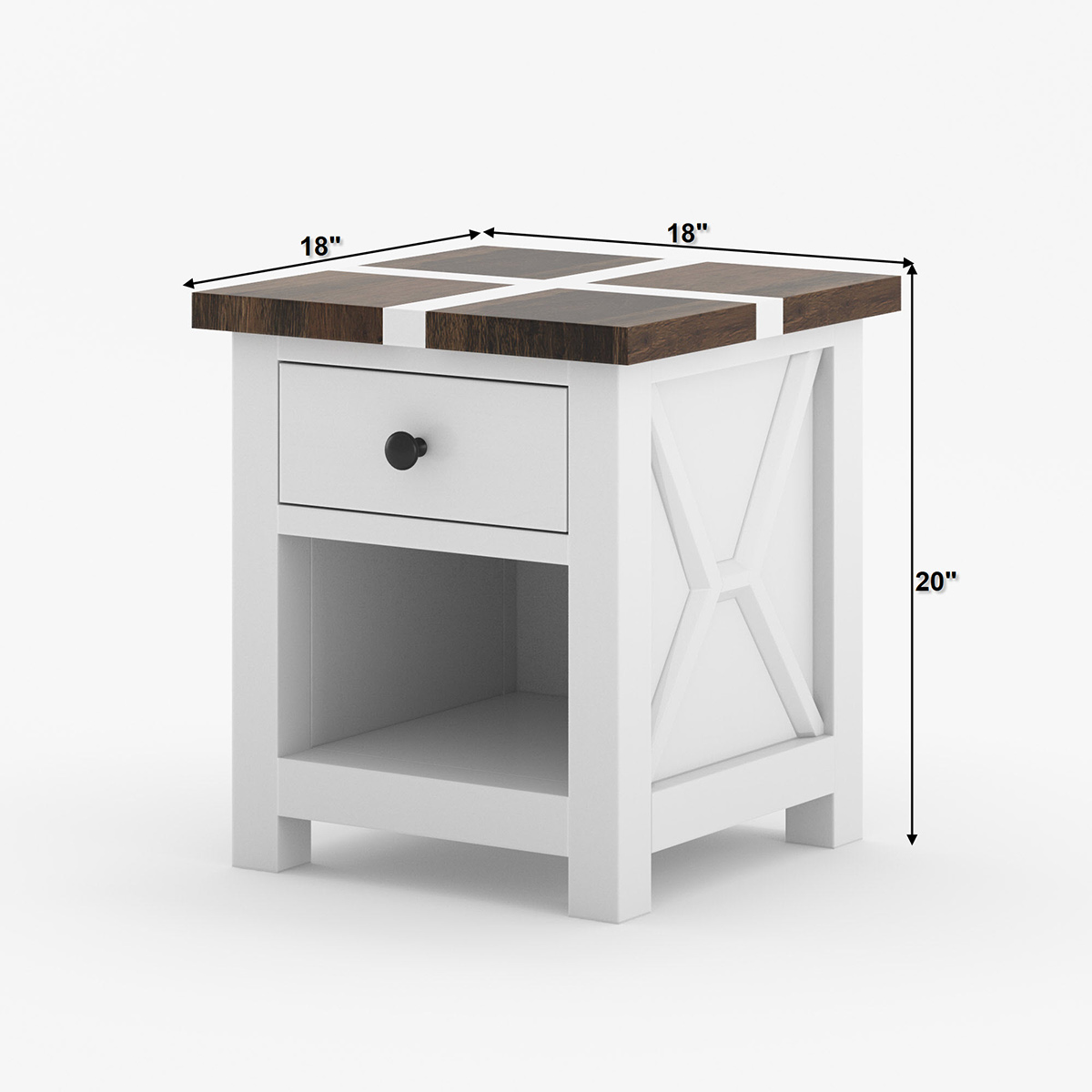 Acireale Rustic Solid Wood 1 Drawer End Table