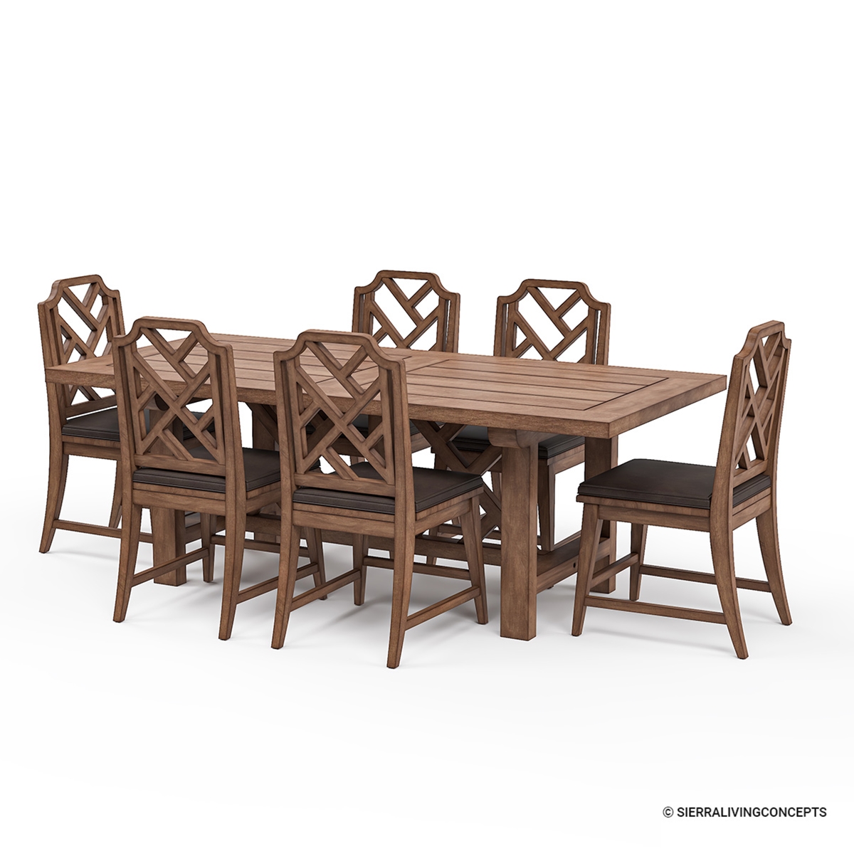 Bolzano Rustic Solid Wood 8 Piece Dining Room Set