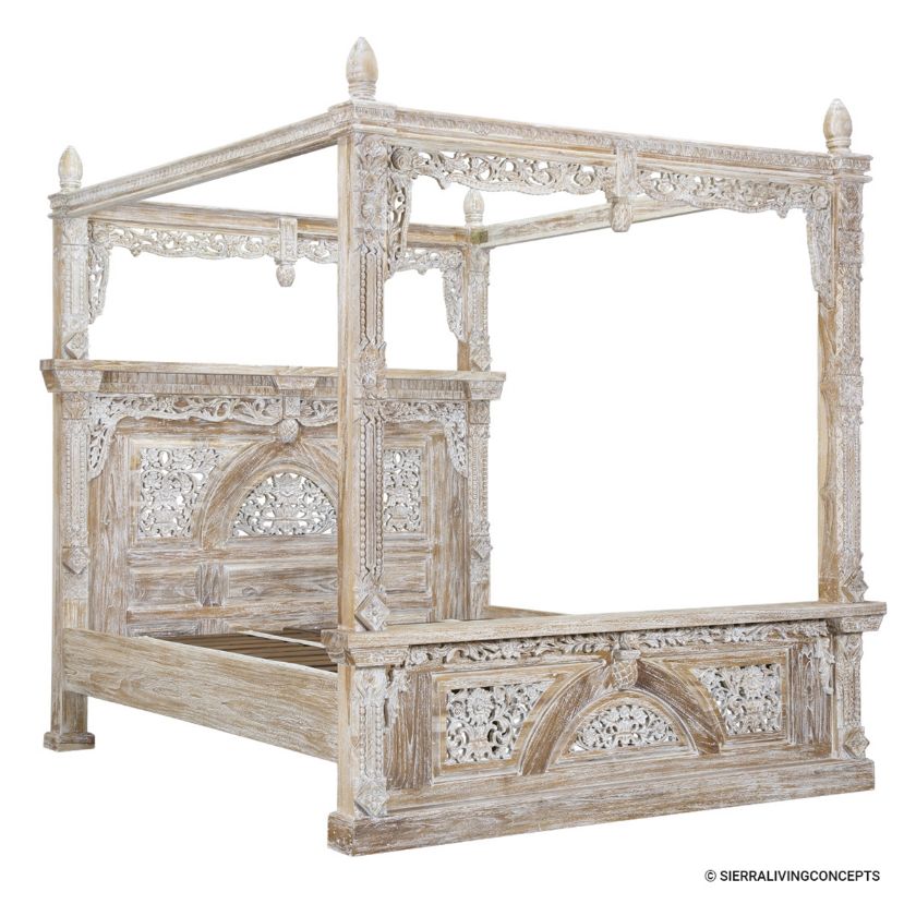 Grenoble Solid Wood Royal Canopy Bed Available in King, Queen & Full ...