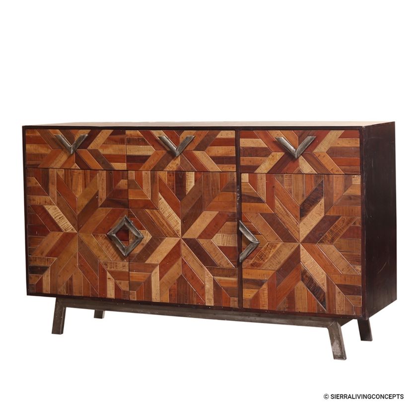 Rustic Contemporary Solid Wood 3 Drawer Large Sideboard