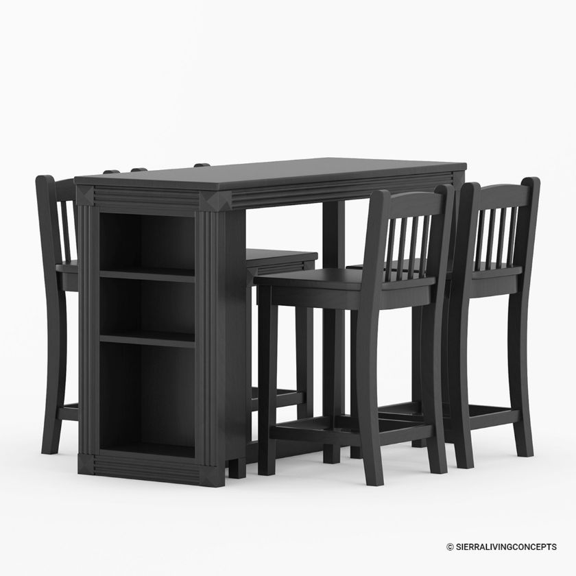 Marstrand Space Saving 4 Seater Kitchen Table Set with Storage Shelves