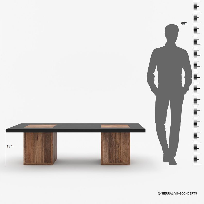 Pomona Extra Large Coffee Table with 2 Pedestal and Storage Space