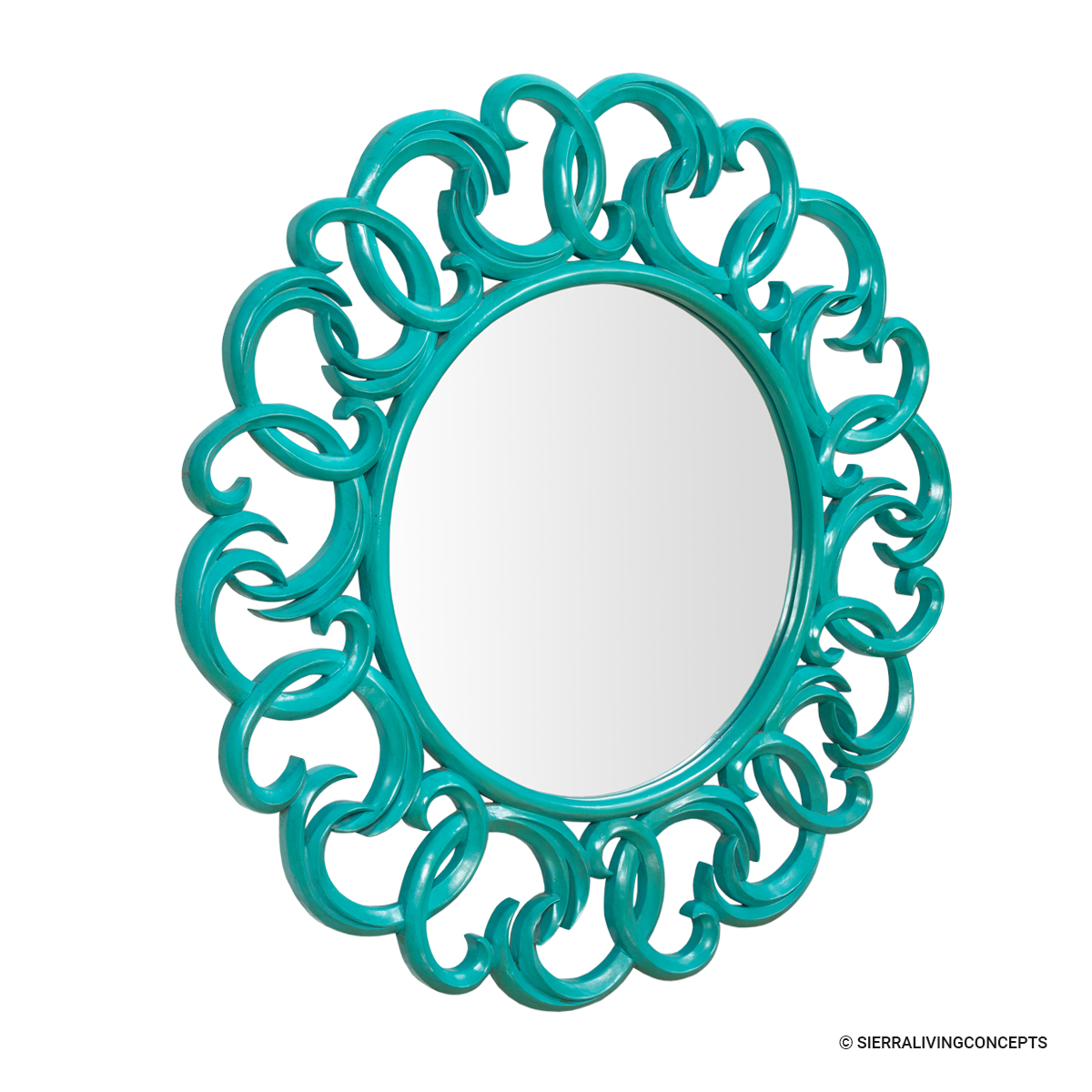 Cortez Turquoise Swirl Pattern Round Wall Mirror
