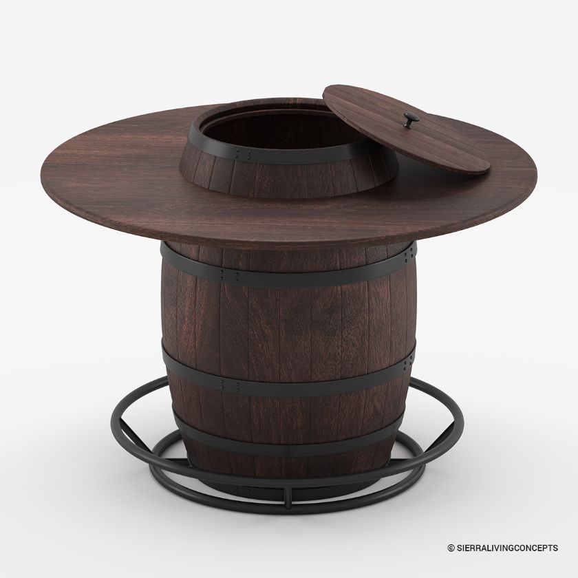 Pueblo Rustic Solid Wood Vintage Barrel Table and Chairs