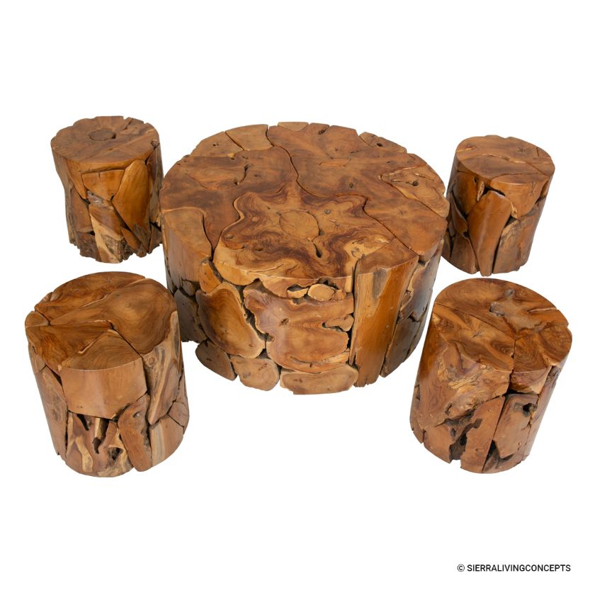 Guilford Antique Round Table and Stool Set