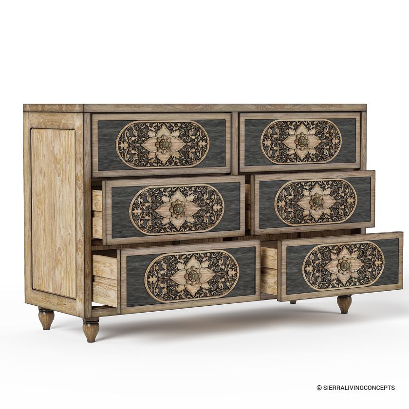Treviso Black 6 Drawer Bedroom Dresser | Sierra Living Concepts