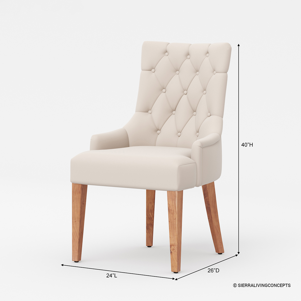 Penngrove Button Tufted Beige Upholstery Wing Back Dining Chair ...