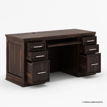 Real Solid Wood Desks For Home Office - Wooden Desks with Drawers