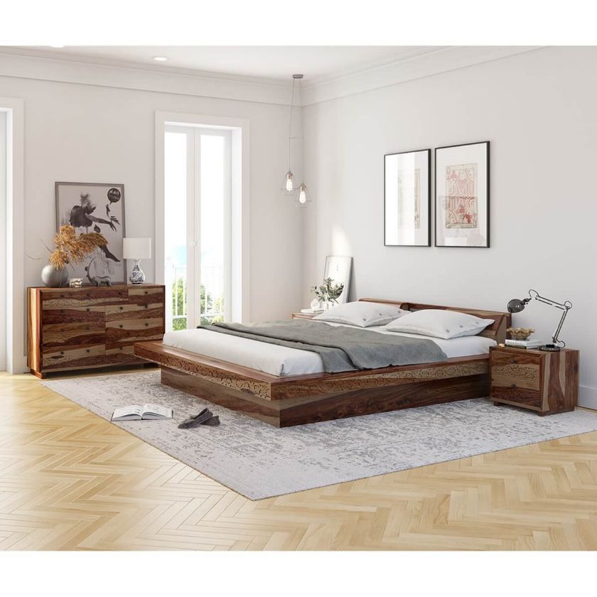 Dallas Ranch Modern Rustic Solid Wood Nightstand With 2 Drawers ...