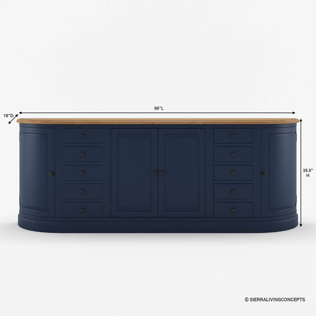 Peshtigo Two Tone Solid Wood 10 Drawer Extra Long Sideboard