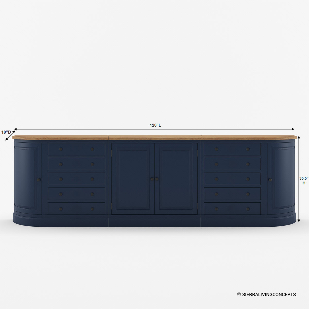 Peshtigo Two Tone Solid Wood 10 Drawer Extra Long Sideboard