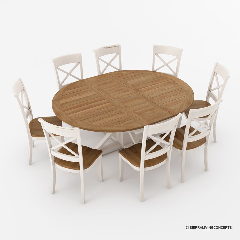 Raleigh Solid Wood Farmhouse Extendable Round Dining Table Chair Set ...