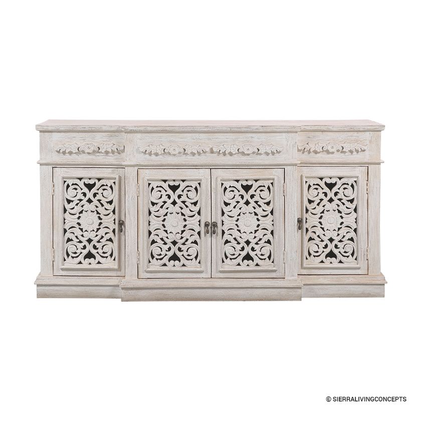 Hillsborough Distressed White Sideboard Buffet Cabinet