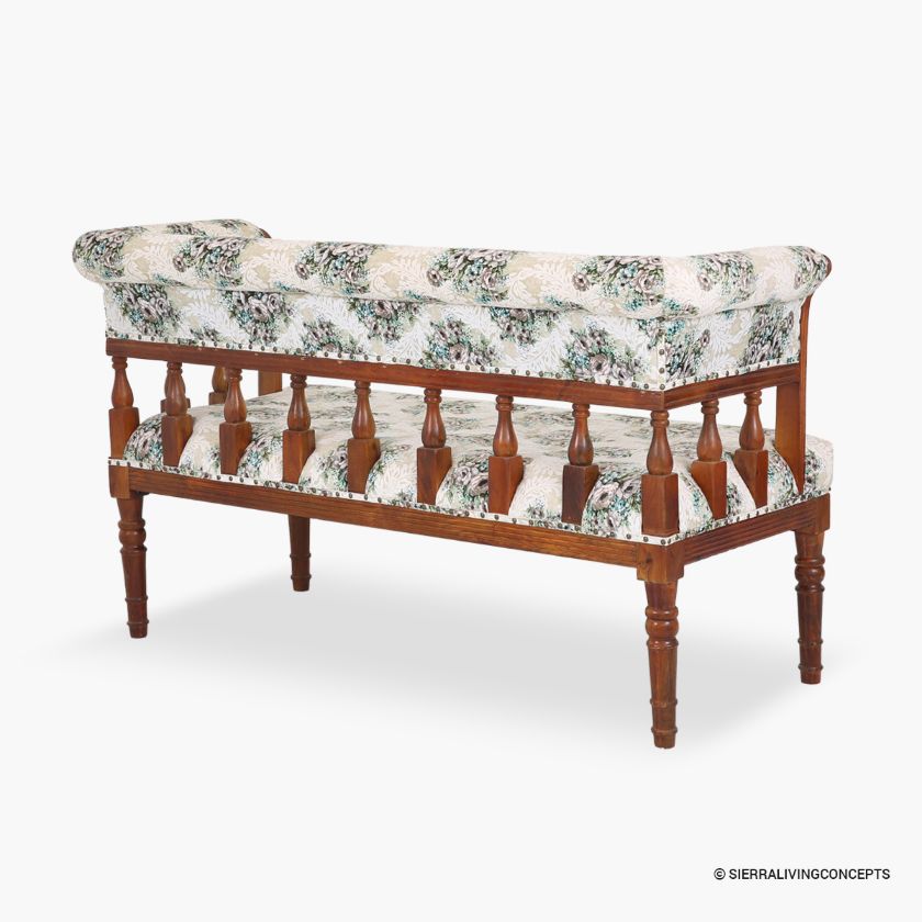 Broadway Floral Upholstery Traditional Settee Bench