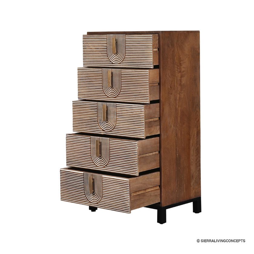 Creekside Geometric Rustic Tall 5 Drawer Dresser Chest | Sierra Living ...