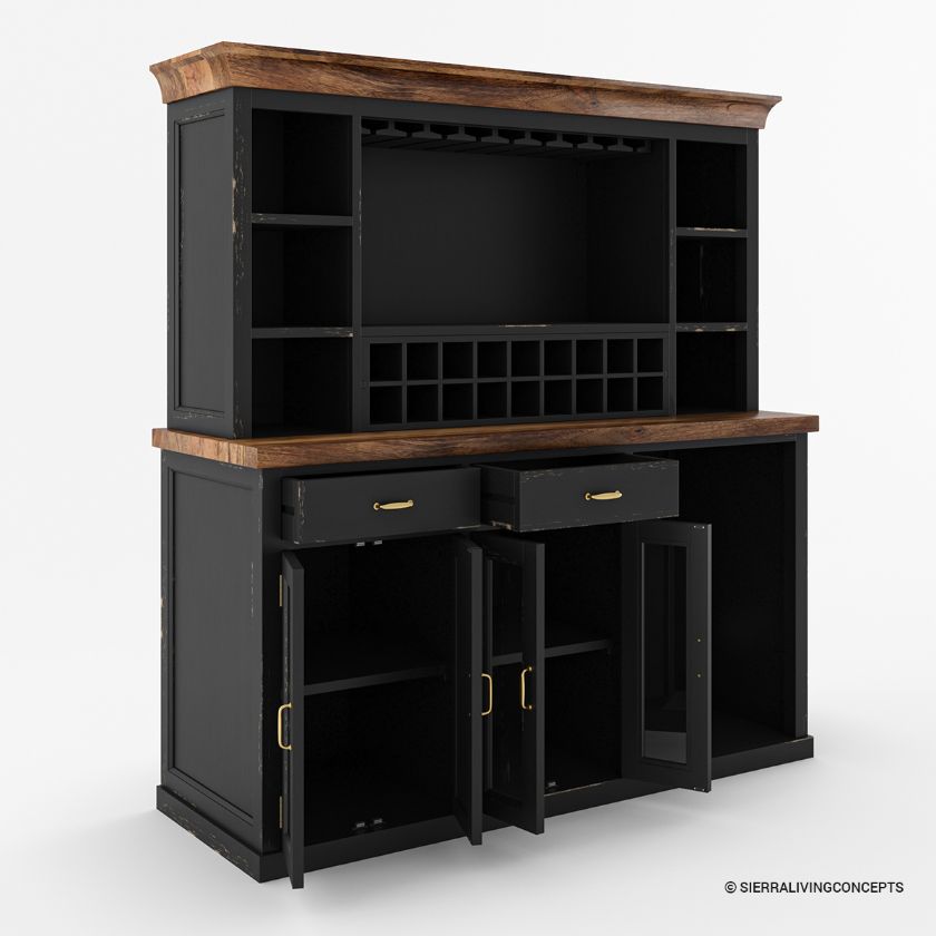 Hamilton Two Tone Back Bar Hutch with Fridge Space