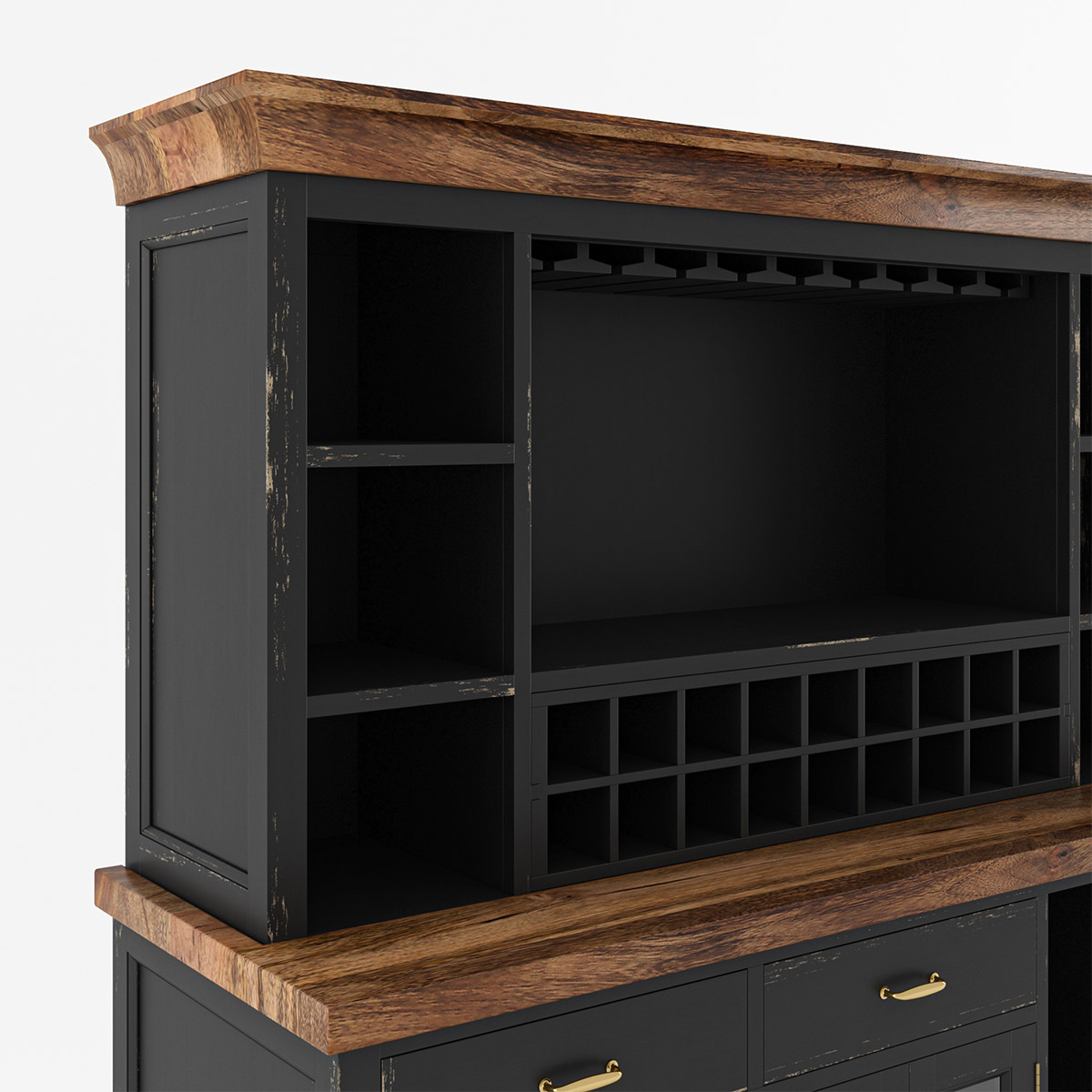 Hamilton Two Tone Back Bar Hutch with Fridge Space