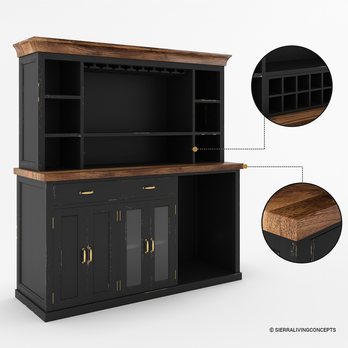 Hamilton Two Tone Back Bar Hutch with Fridge Space