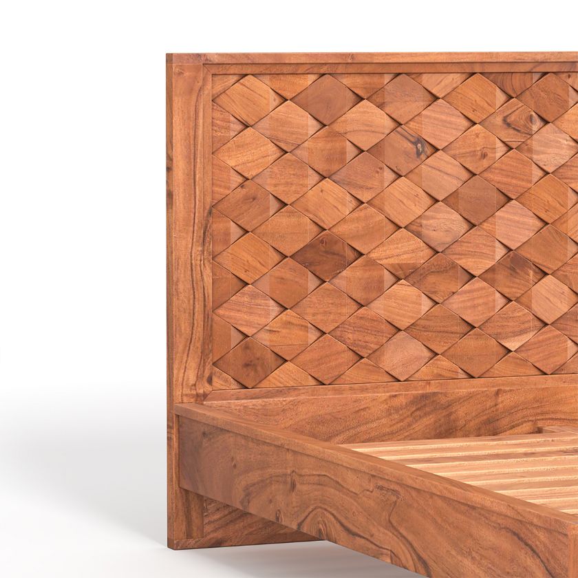 Bow Modern Weave Pattern Solid Wood Platform Bed Frame | Sierra Living ...