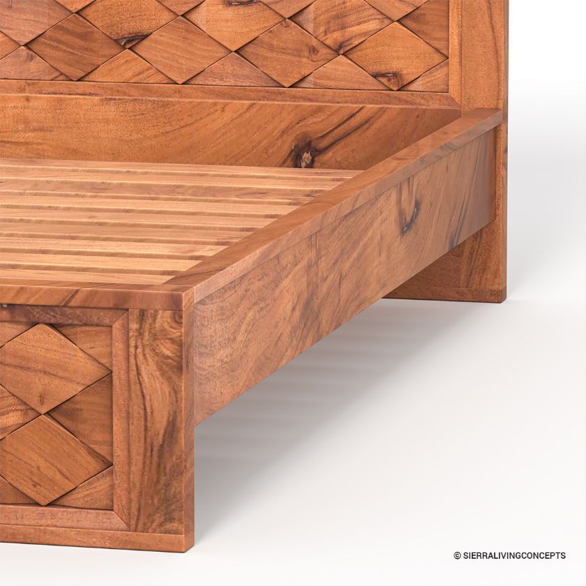 Bow Modern Weave Pattern Solid Wood Platform Bed Frame | Sierra Living ...