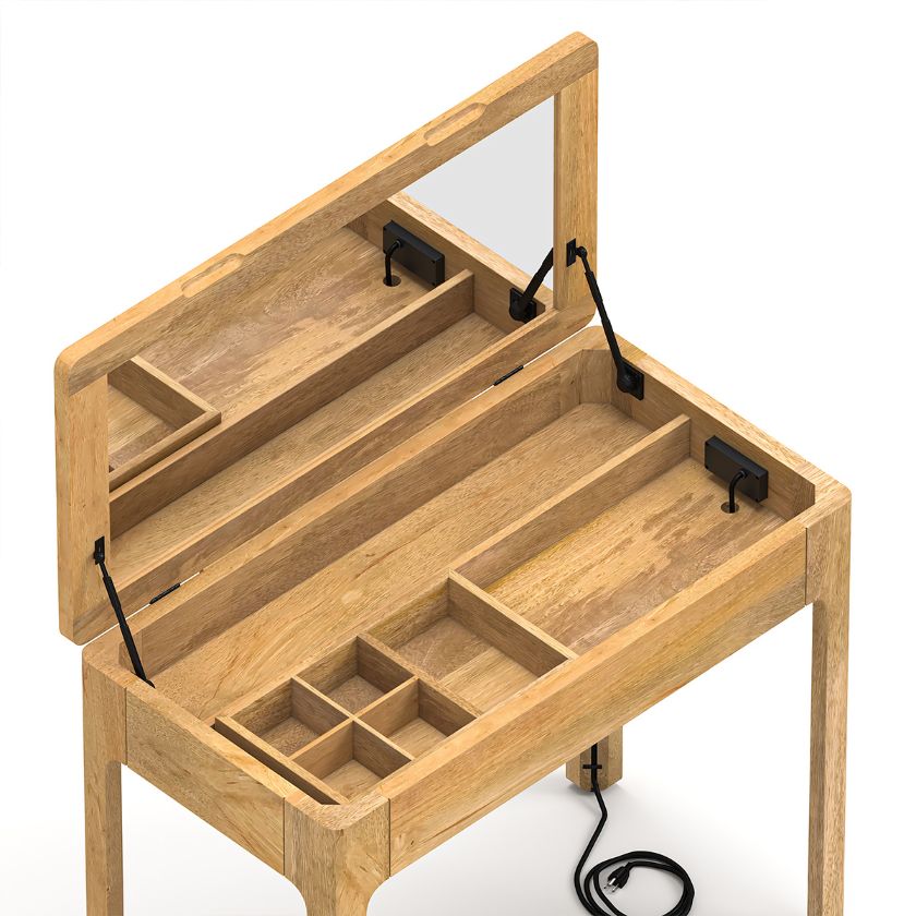 Matane Small Mirrored Vanity Desk with Stool