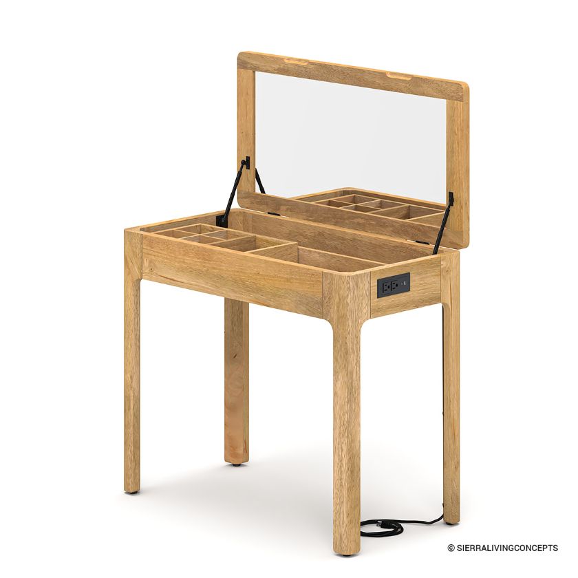 Matane Small Mirrored Vanity Desk with Stool