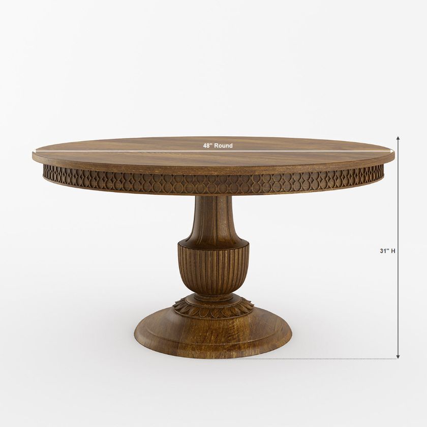 Rouse Old World Solid Wood 60 Inch Rustic Round Dining Table