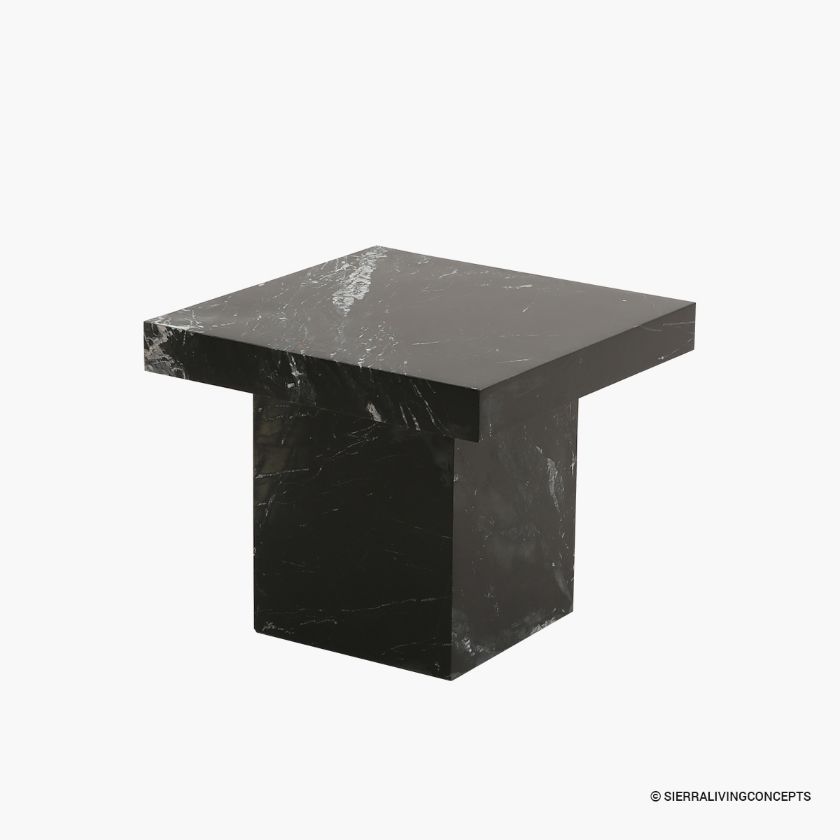 Belleville Modern Marble Black Square End Table