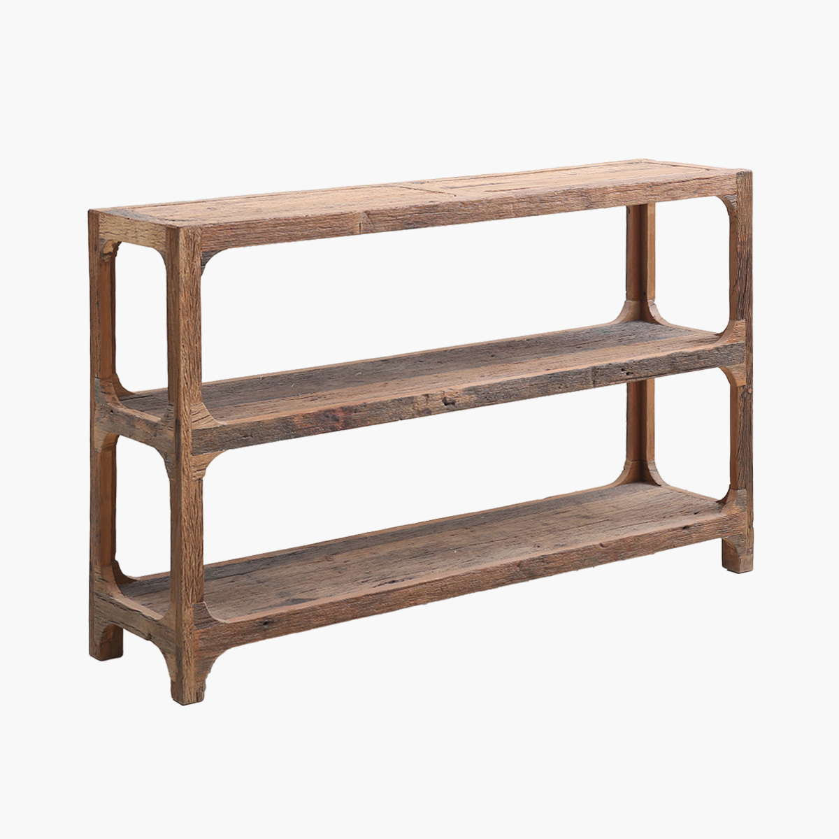 Barrie 3 Tier Rustic Farmhouse Console Table Behind Sofa