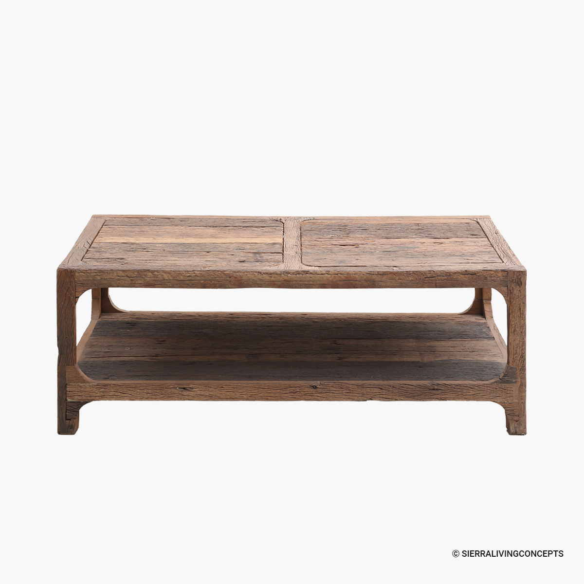 Barrie Rugged Wood Farmhouse Coffee Table with Shelf