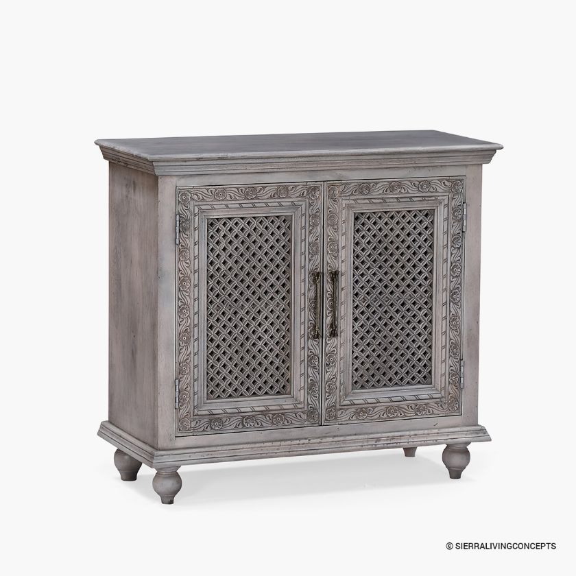 Ajax Hand Carved Classic Accent Storage Cabinet with Doors