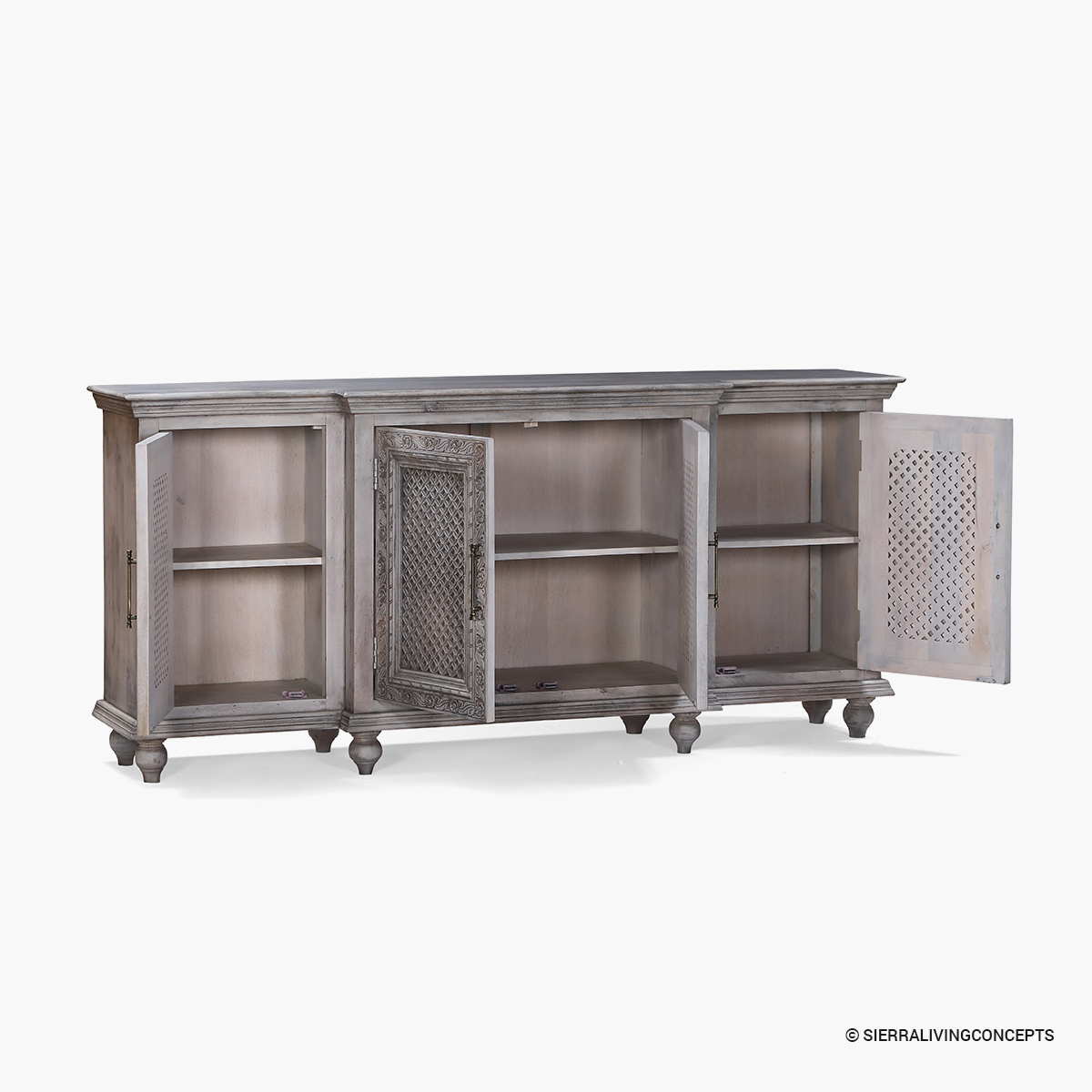 Greektown Distressed Solid Wood Sideboard Buffet Cabinet