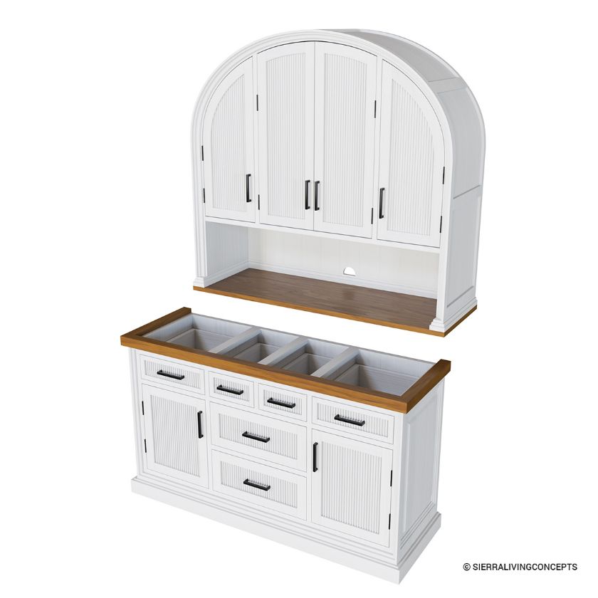 Langford Solid Wood Arched Hutch Cabinet