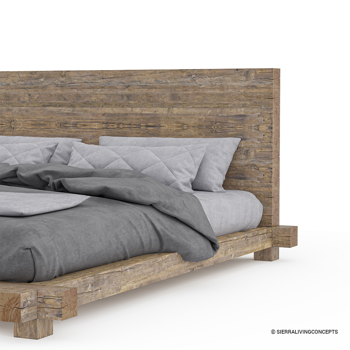 Bermondsey Solid Wood Low Profile Rustic Log Bed Frame | Available in ...
