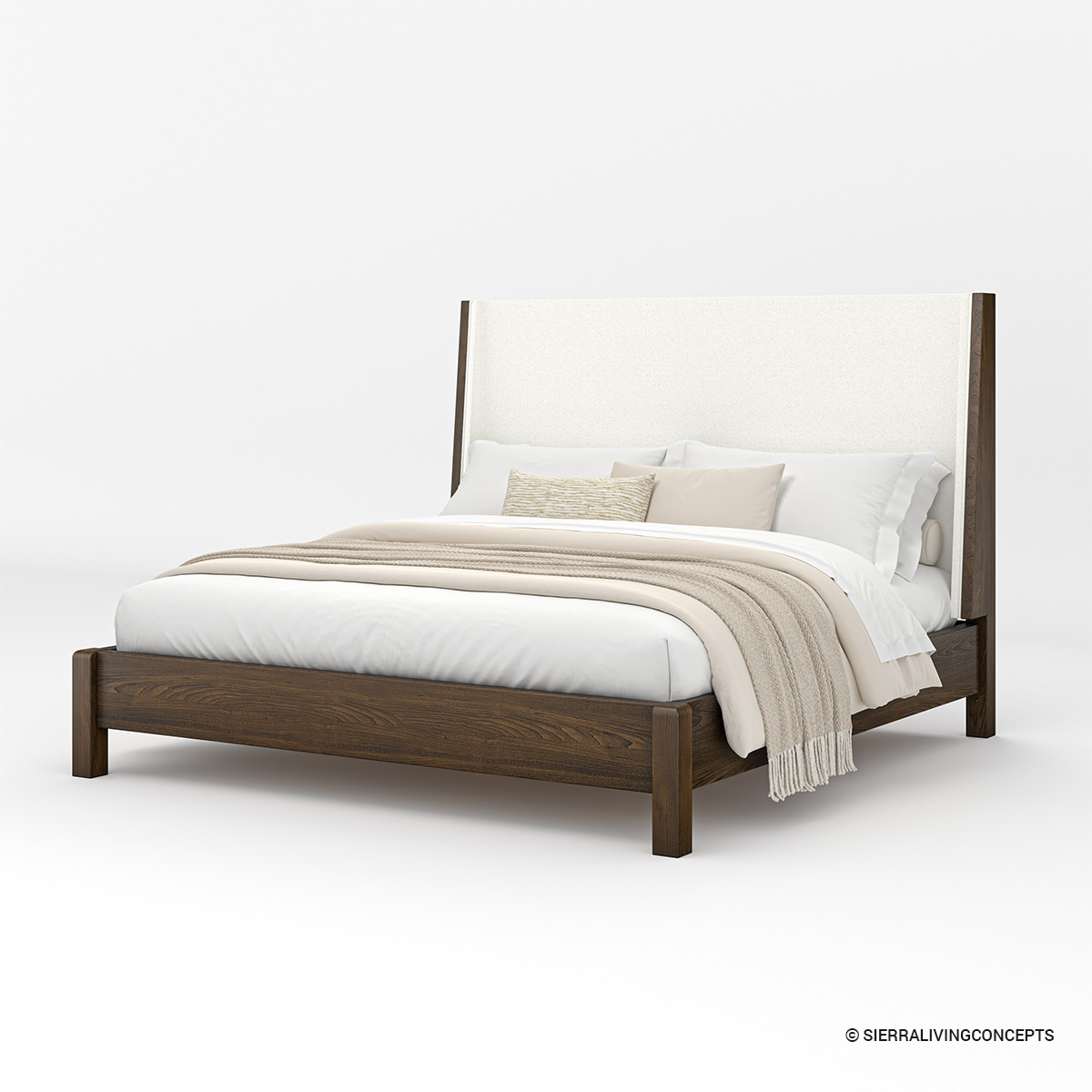 Beaver Solid Wood & Upholstered Wingback Platform Bed Frame | Sierra ...