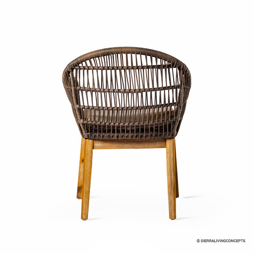 Leafy Modern Wood & Wicker Outdoor Accent Chair
