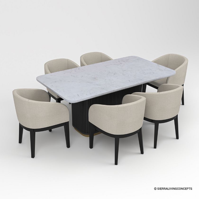 Perris Modern Black 7 Piece Dining Room Set | Sierra Living Concepts